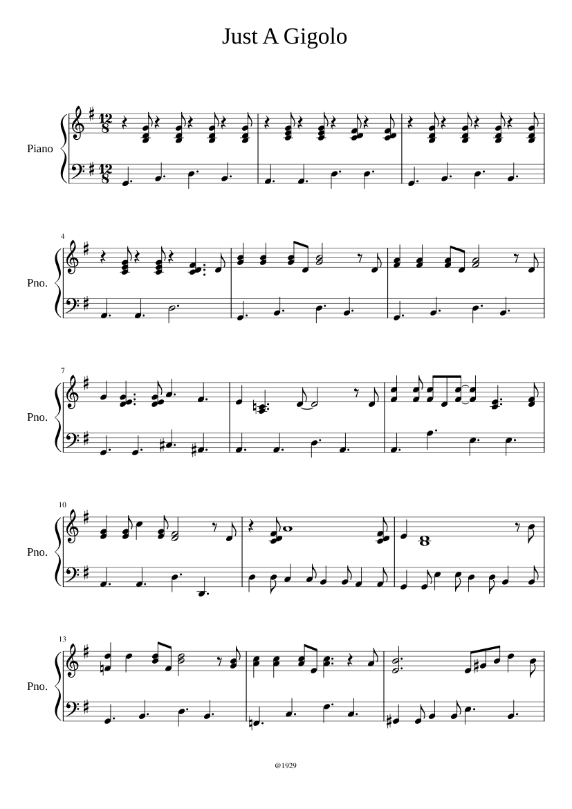 Just a gigolo Sheet Music for Piano (Solo) | MuseScore.com