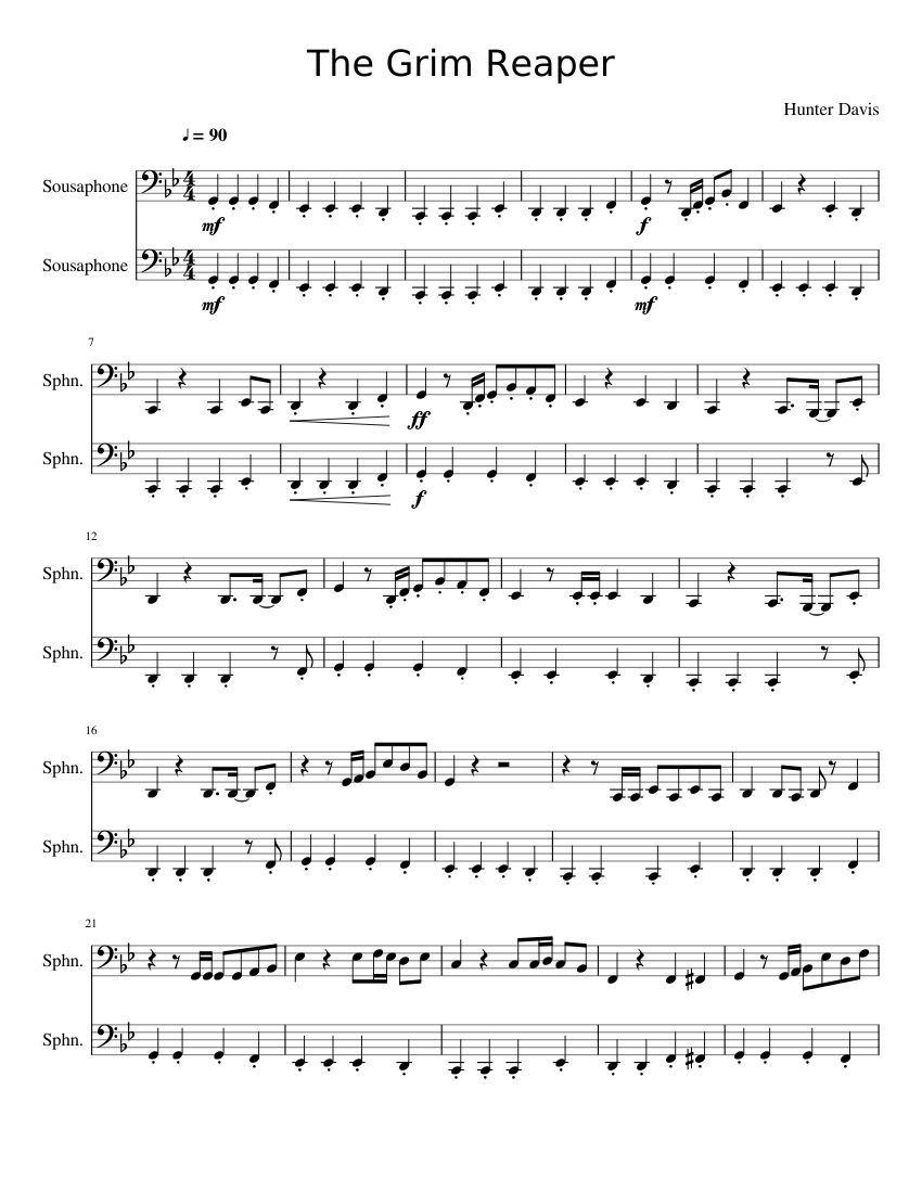 The Grim Reaper Sousaphone Fanfare Sheet Music for Brass (other) (Brass ...