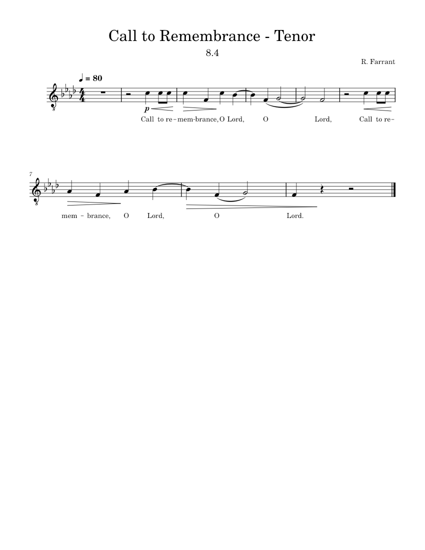 Call to remembrance – Richard Farrant Call to Remembrance - Tenor Sheet ...