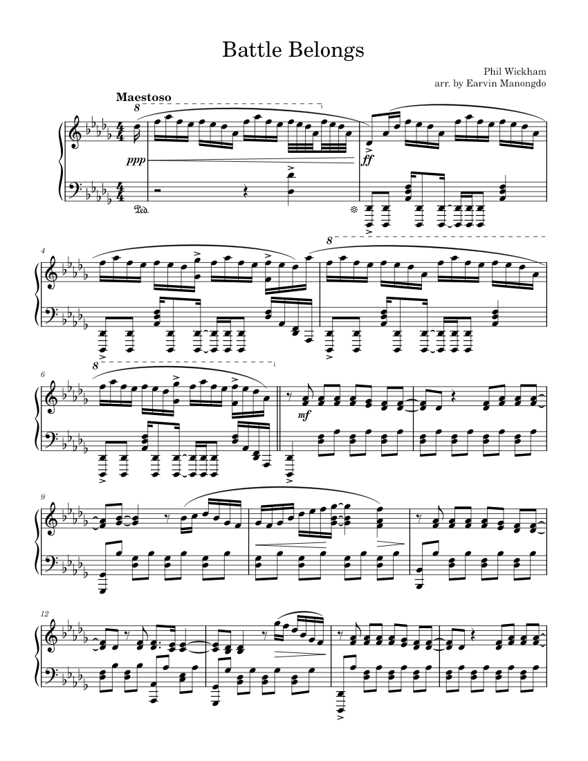 Battle Belongs – Phil Wickham (Piano Arrangement) Sheet Music for Piano (Solo) | MuseScore.com