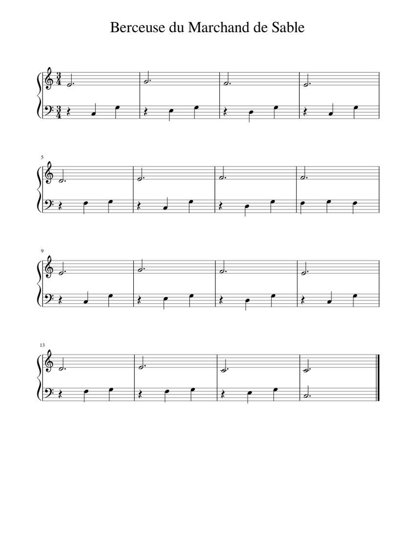 Berceuse du Marchand de Sable Sheet music for Piano (Solo) | Download ...