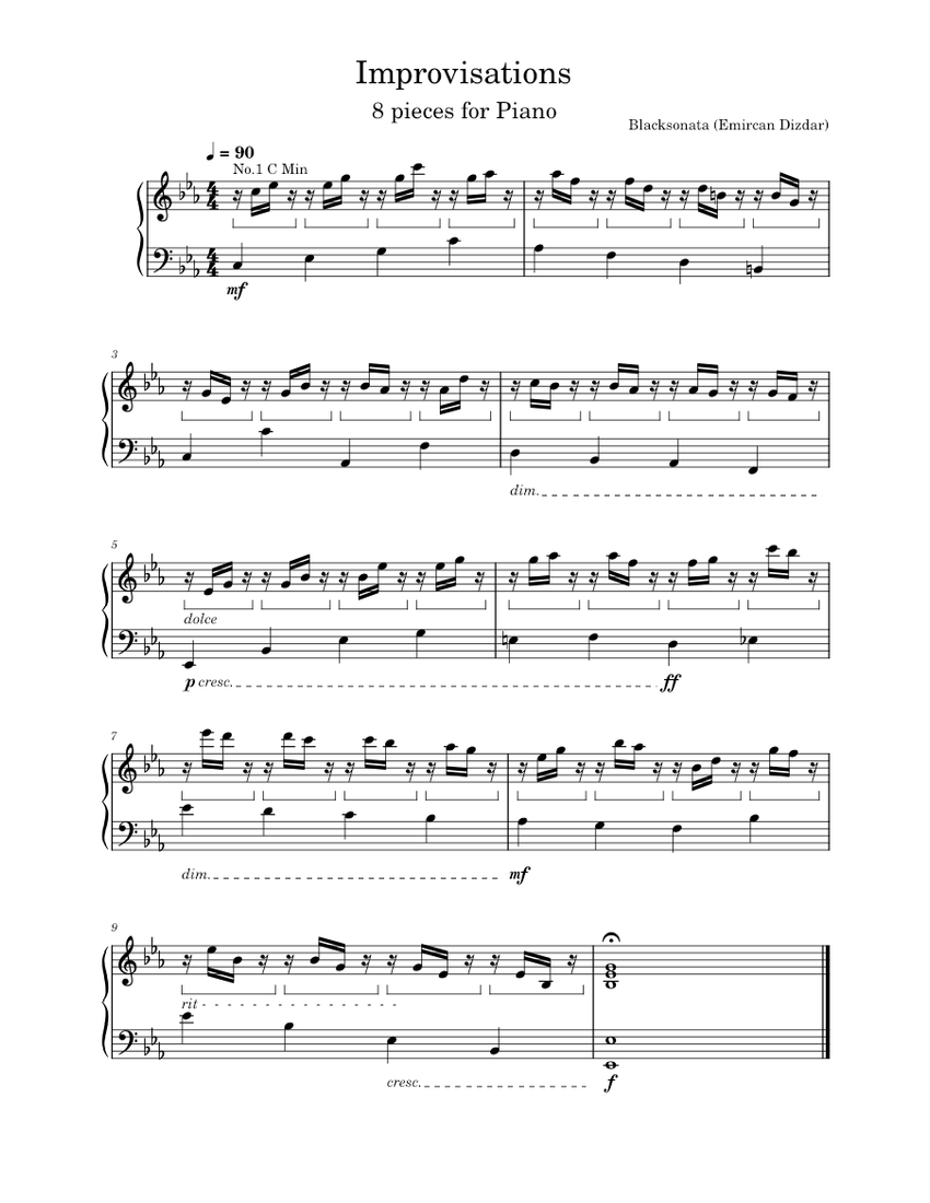 8 Improvisations for Piano Sheet music for Piano (Solo) | Musescore.com