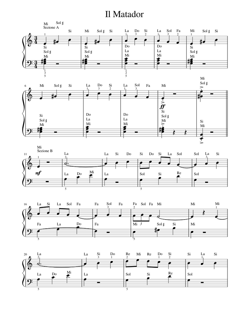 Il Matador Sheet music for Piano (Solo) | Musescore.com
