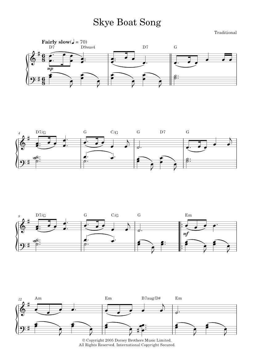 Play Official version of The skye boat song sheet music by Misc ...