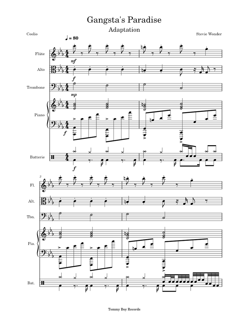 Gangsta's Paradise – Coolio Gangsta's Paradise Sheet music for Piano ...