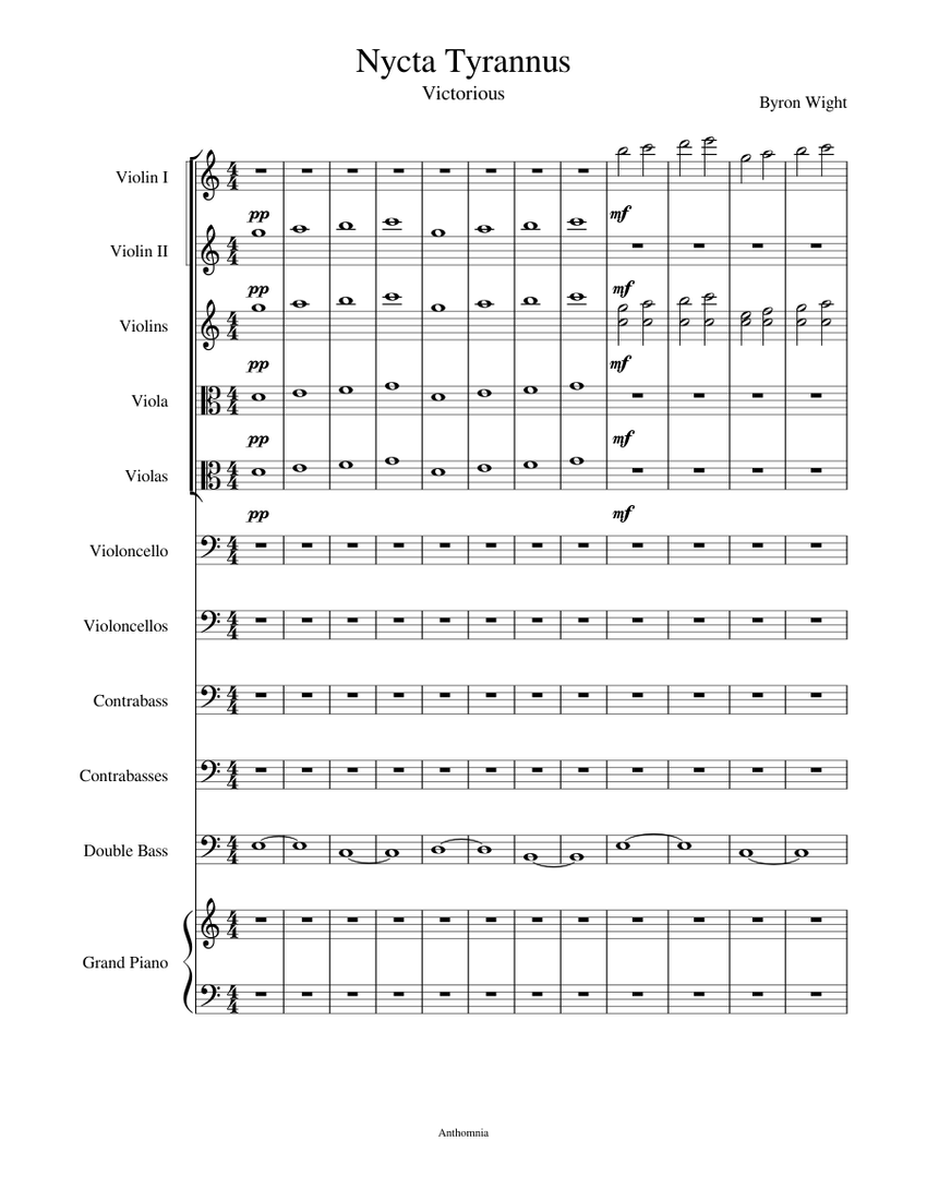 Nycta Tyrannus Victorious Sheet music for Piano, Contrabass, Violin ...