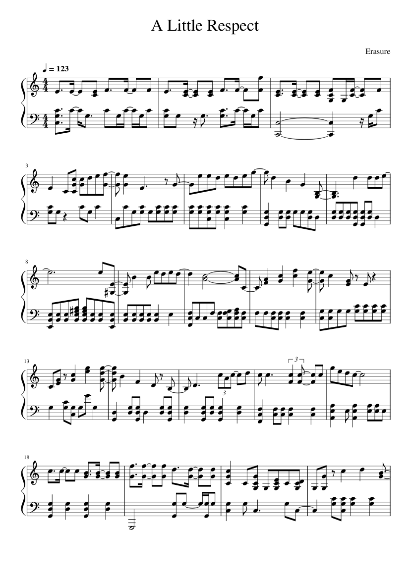 A little respect – Erasure Sheet Music for Piano (Solo) | MuseScore.com