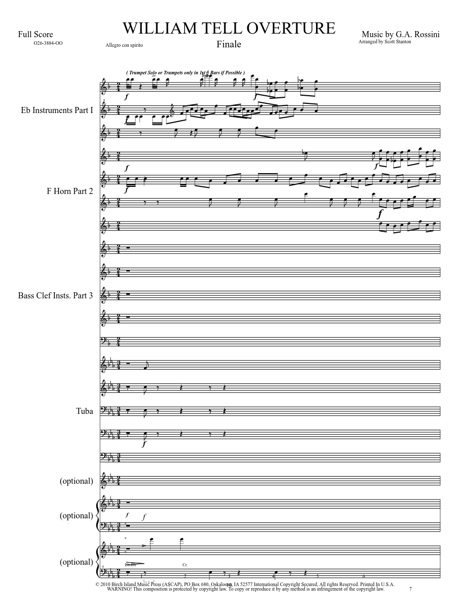 William Tell Overture (Finale) Sheet Music for Tuba (Solo) | MuseScore.com