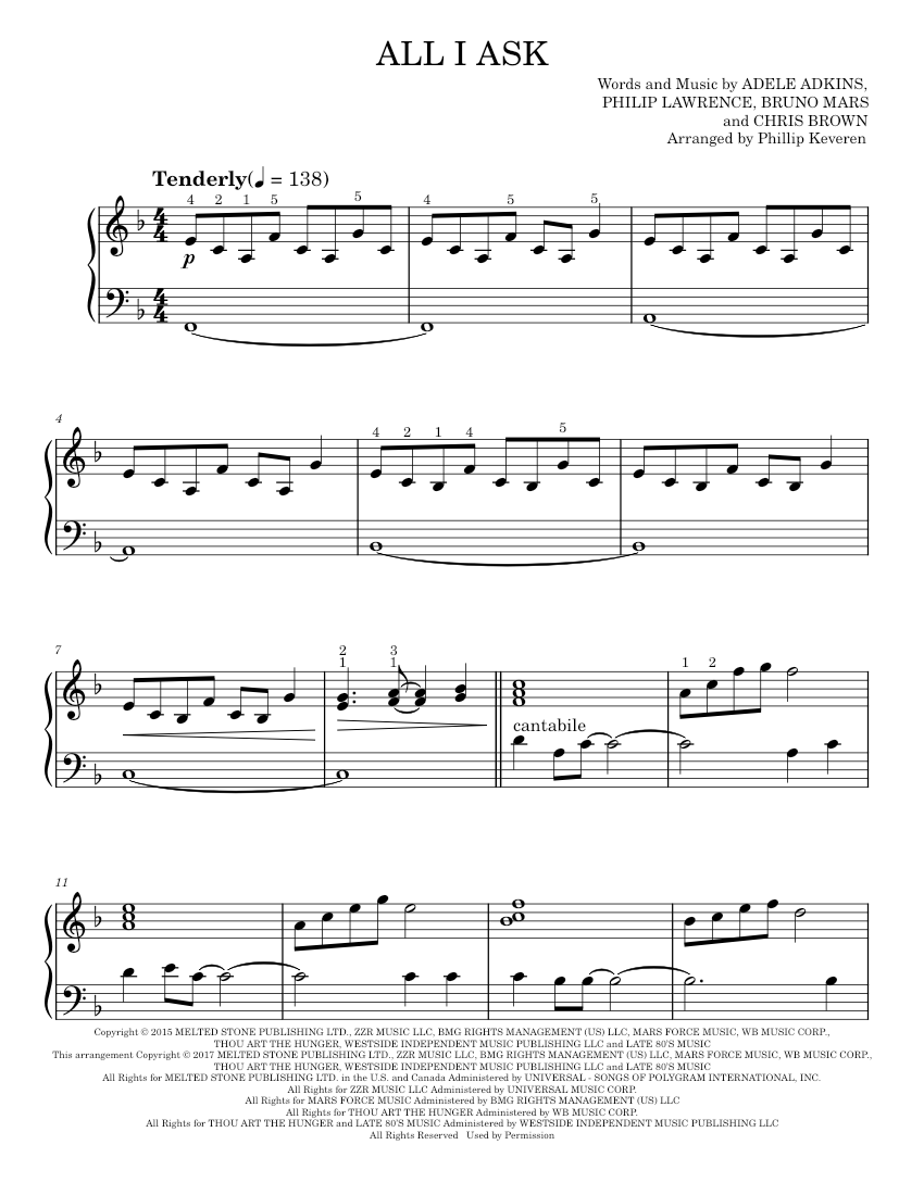 all i ask Sheet music for Piano by Adele Official | MuseScore.com