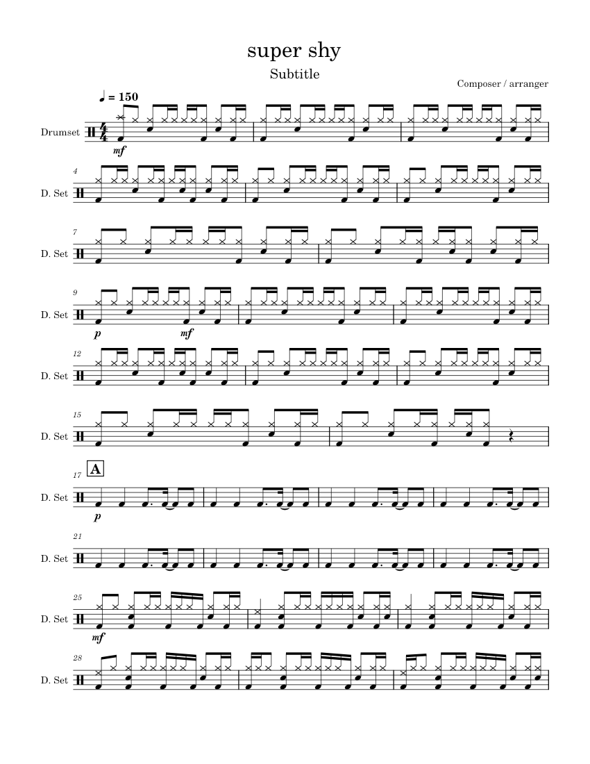 Super Shy Sheet music for Piano, Drum group (Mixed Trio) | Musescore.com