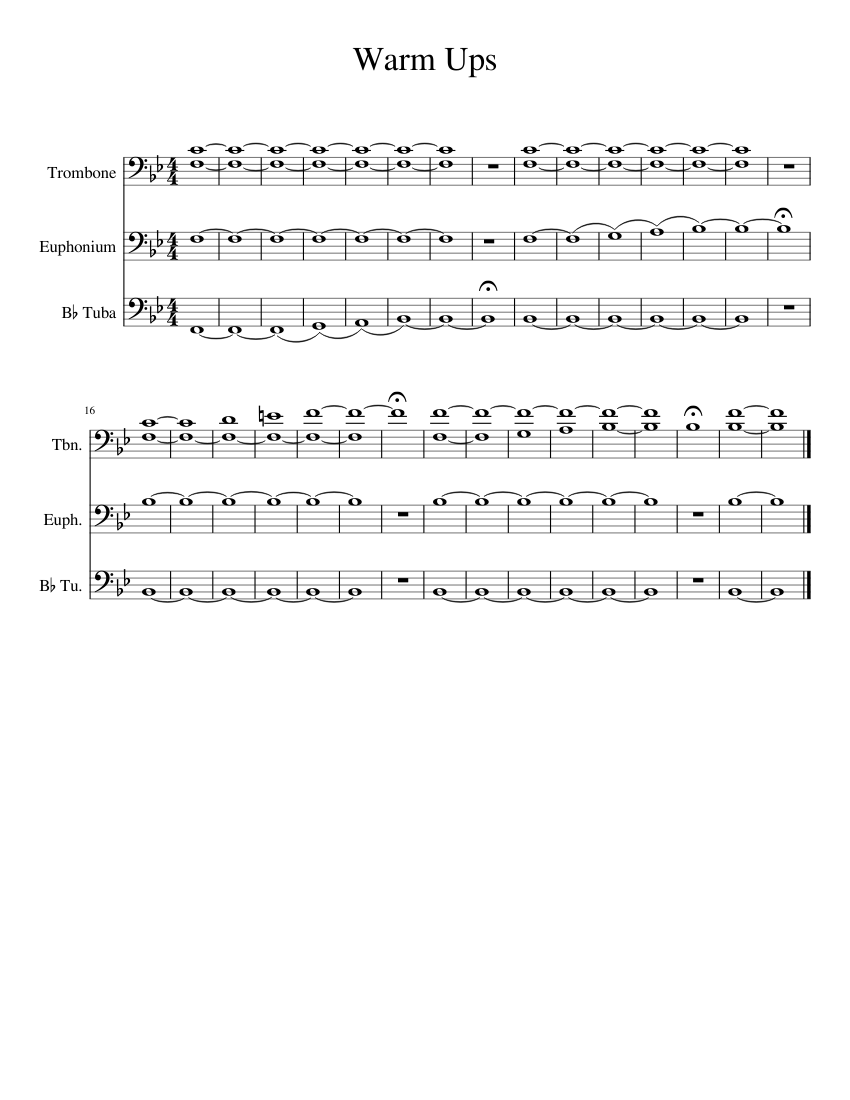 Warm Ups Low Brass Sheet music for Trombone, Euphonium, Tuba (Mixed ...