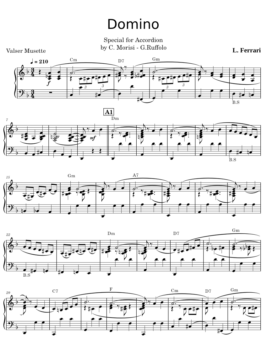 Domino – Accordion Soloi Arranged by G.Ruffolo & C.Morisi Sheet Music ...