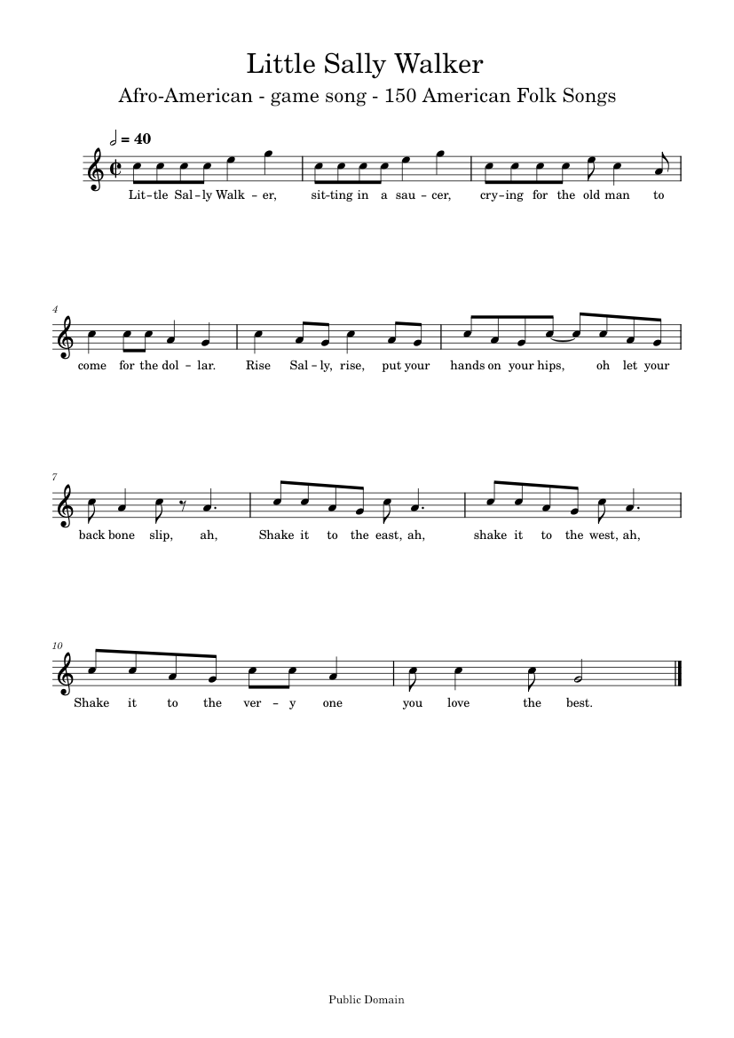 Little Sally Walker Sheet Music for Piano (Solo) Easy | MuseScore.com