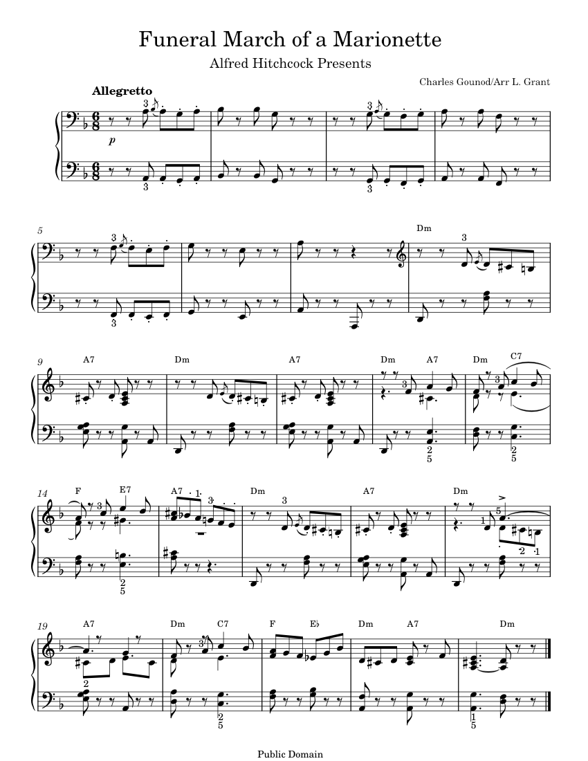 Funeral March of a Marionette – Charles Gounod Sheet Music for Piano ...