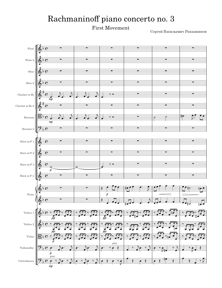 Piano Concerto No.3, Op.30 + ossia cadenza – Sergei Rachmaninoff Sheet Music for Piano, Flute ...