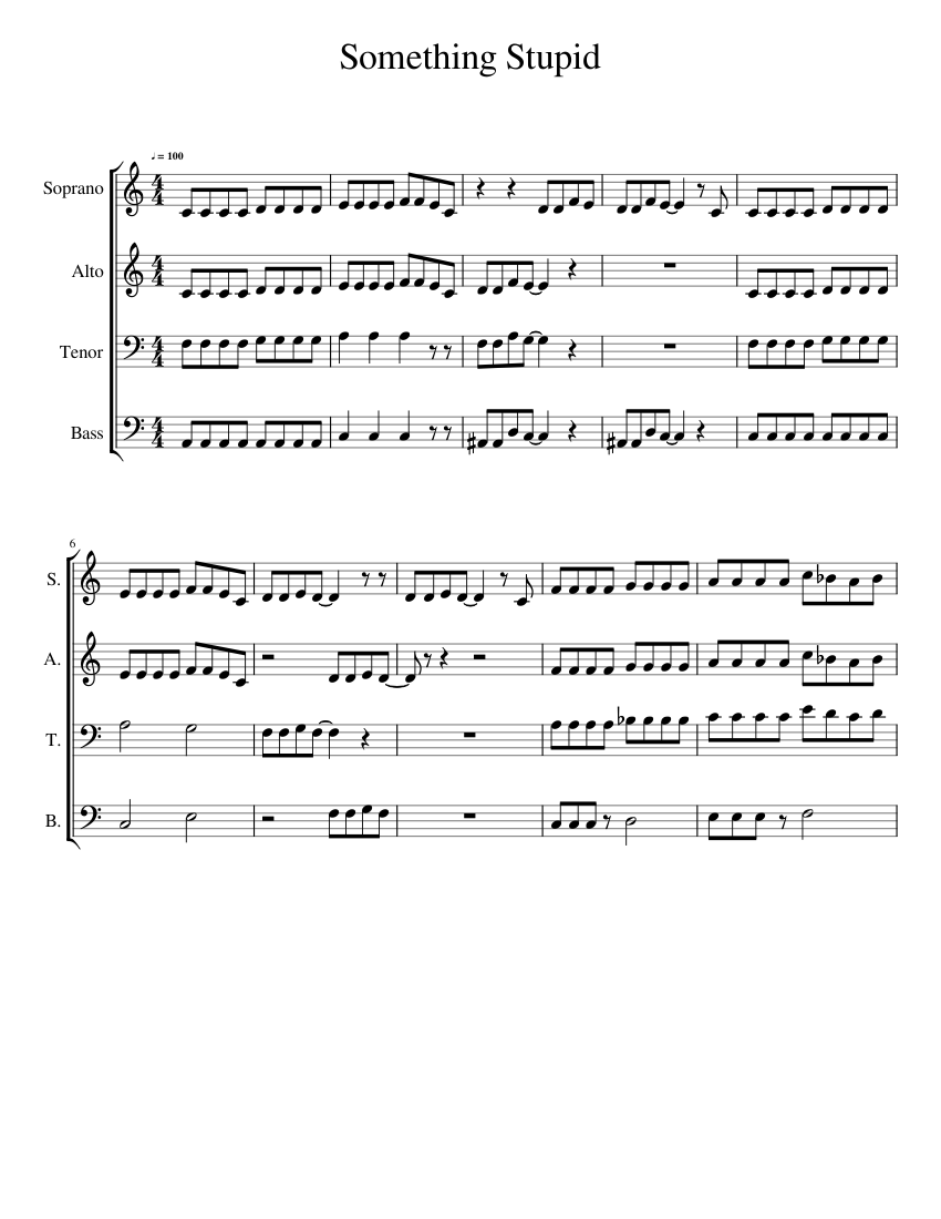 Something Stupid Sheet music for Soprano, Alto, Tenor, Bass voice ...