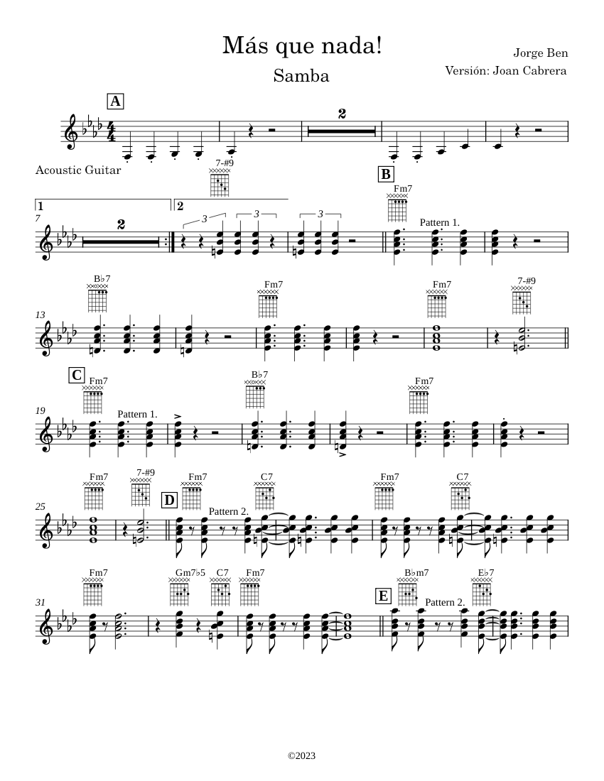 Mas que nada - Acoustic Guitar Sheet music for Guitar (Solo ...