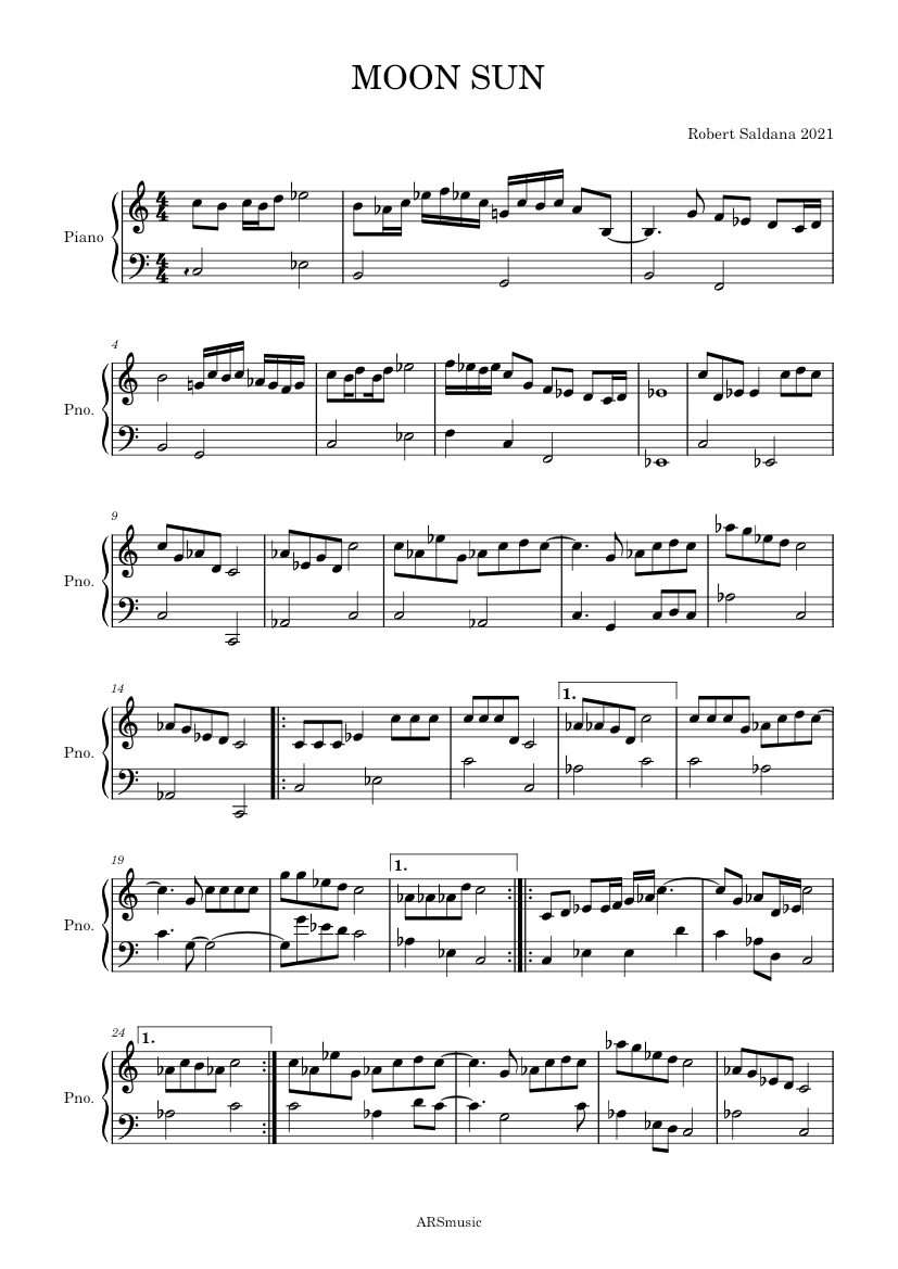 MOON SUN Sheet music for Piano (Solo) | Musescore.com