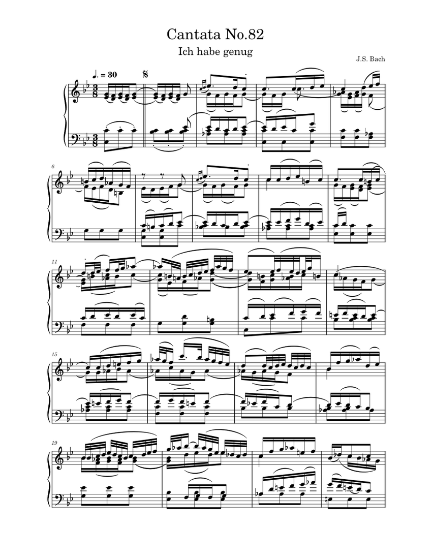 I. Ich habe genug, BWV 82 – Johann Sebastian Bach Sheet music for Piano ...