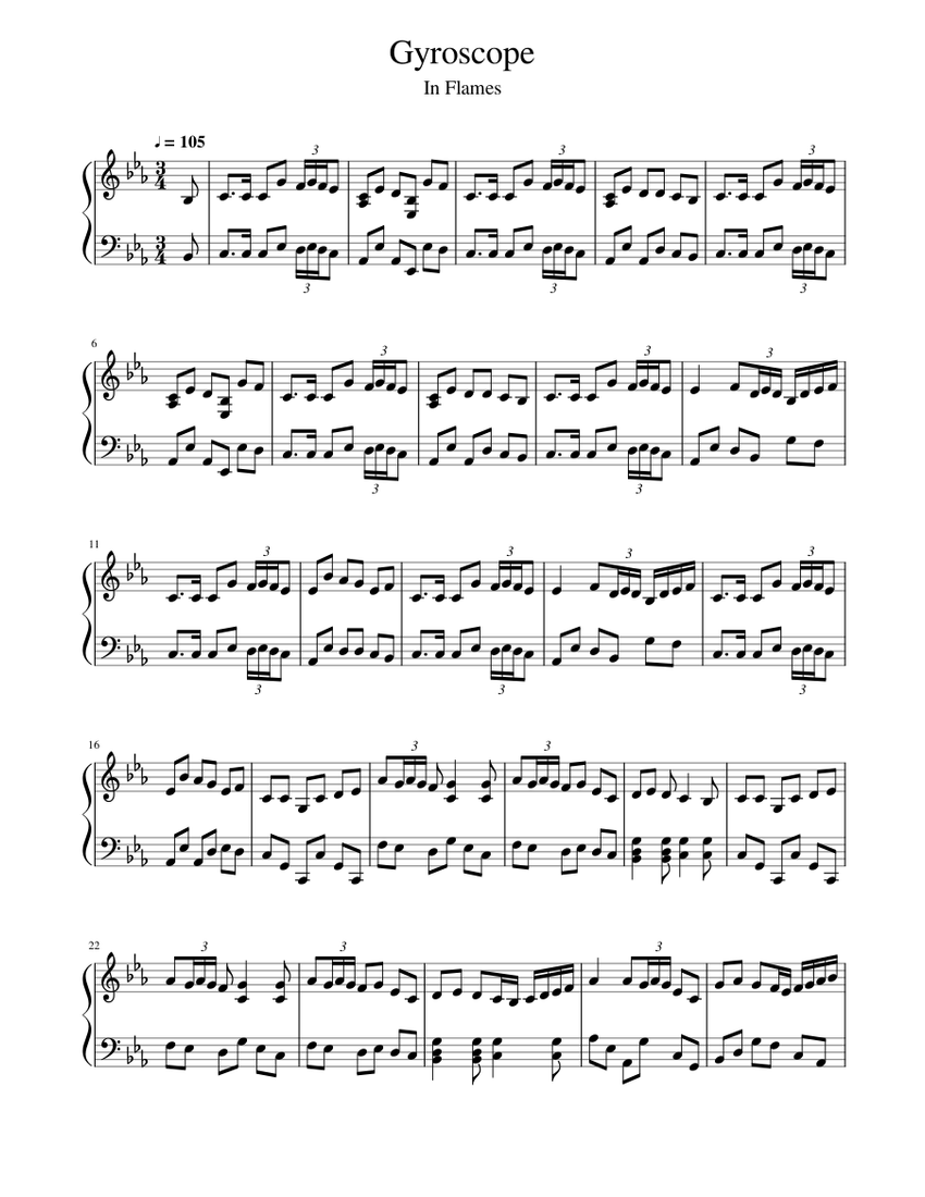 In Flames - Gyroscope Sheet music for Piano (Solo) | Musescore.com