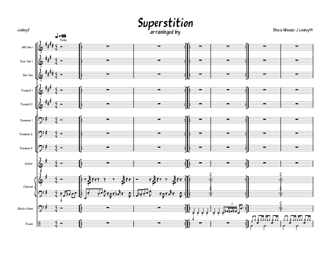 Superstition Jazz Combo Arrangement Sheet Music with Chords for ...