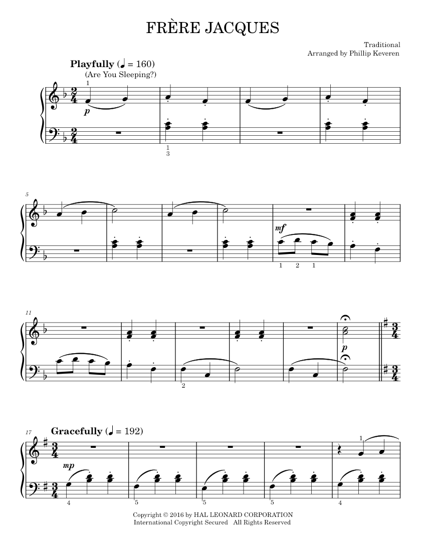 Play Official version of Frere jacques sheet music by Misc Traditional ...