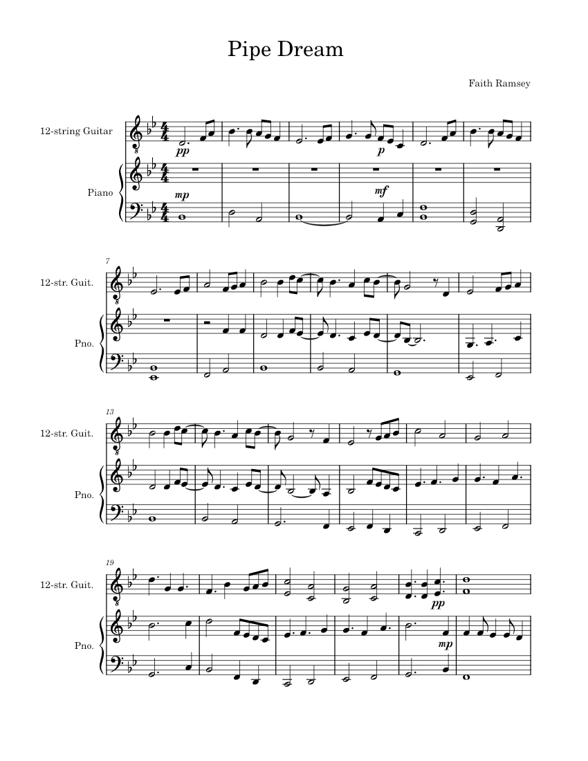 Pipe Dream Sheet music for Piano, Guitar (Mixed Duet) | Musescore.com