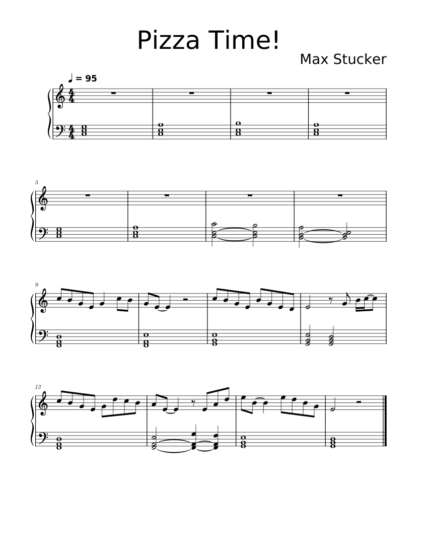 Pizza Time! (Menu) Sheet music for Piano (Solo) | Musescore.com