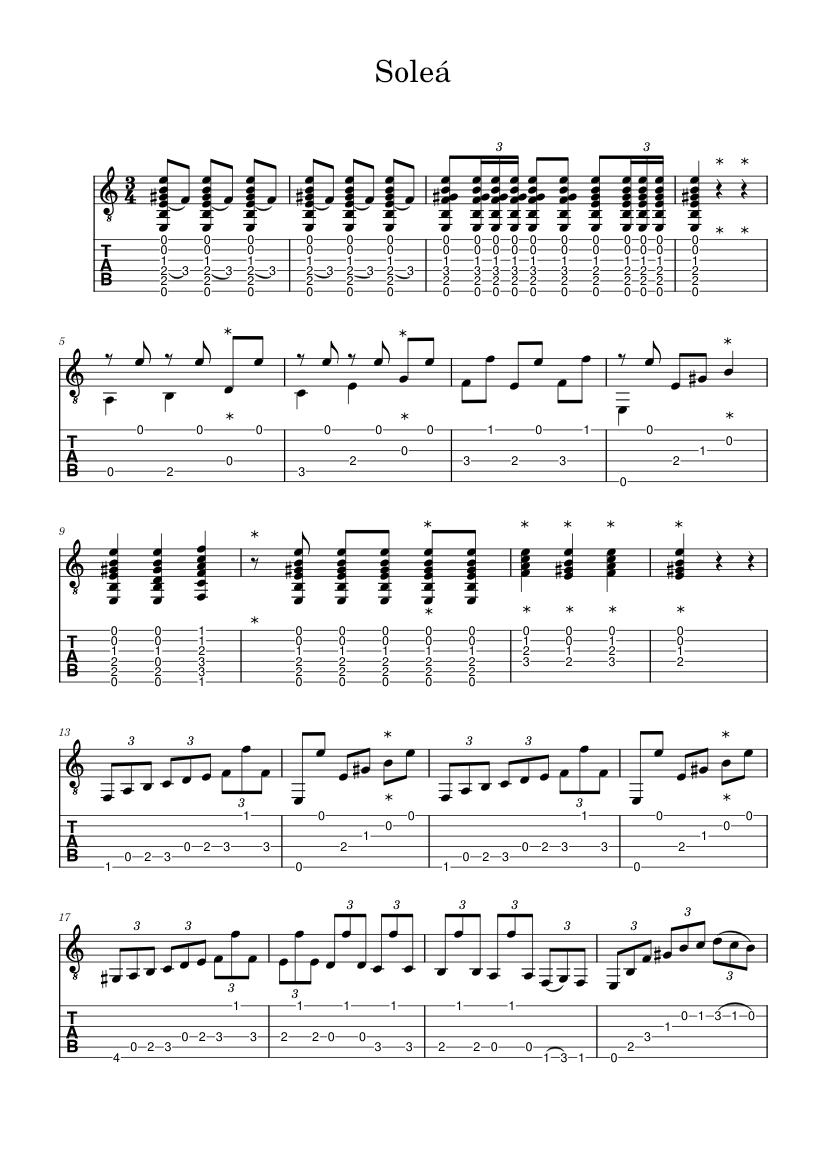 Intermediate Soleá Study Soleá Intermediate 1 Sheet Music for Guitar ...