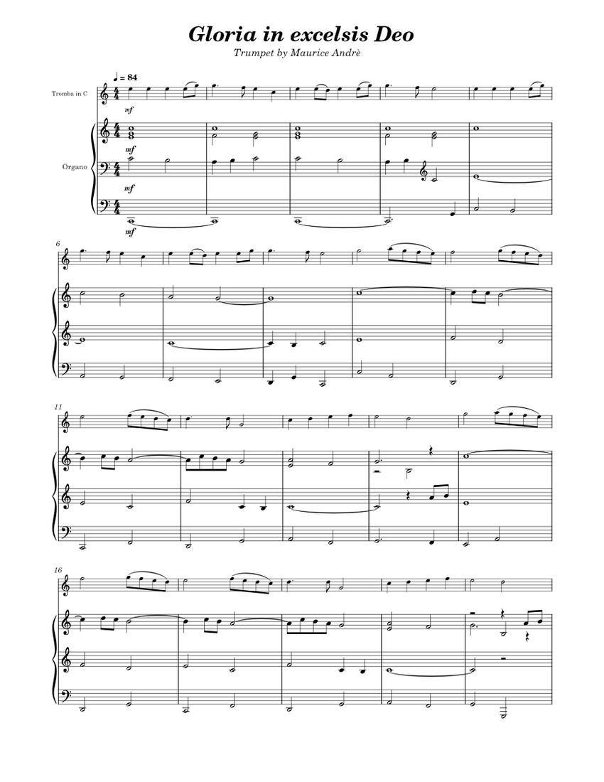 Gloria in excelsis deo Sheet music for Organ, Strings group (Mixed Duet ...