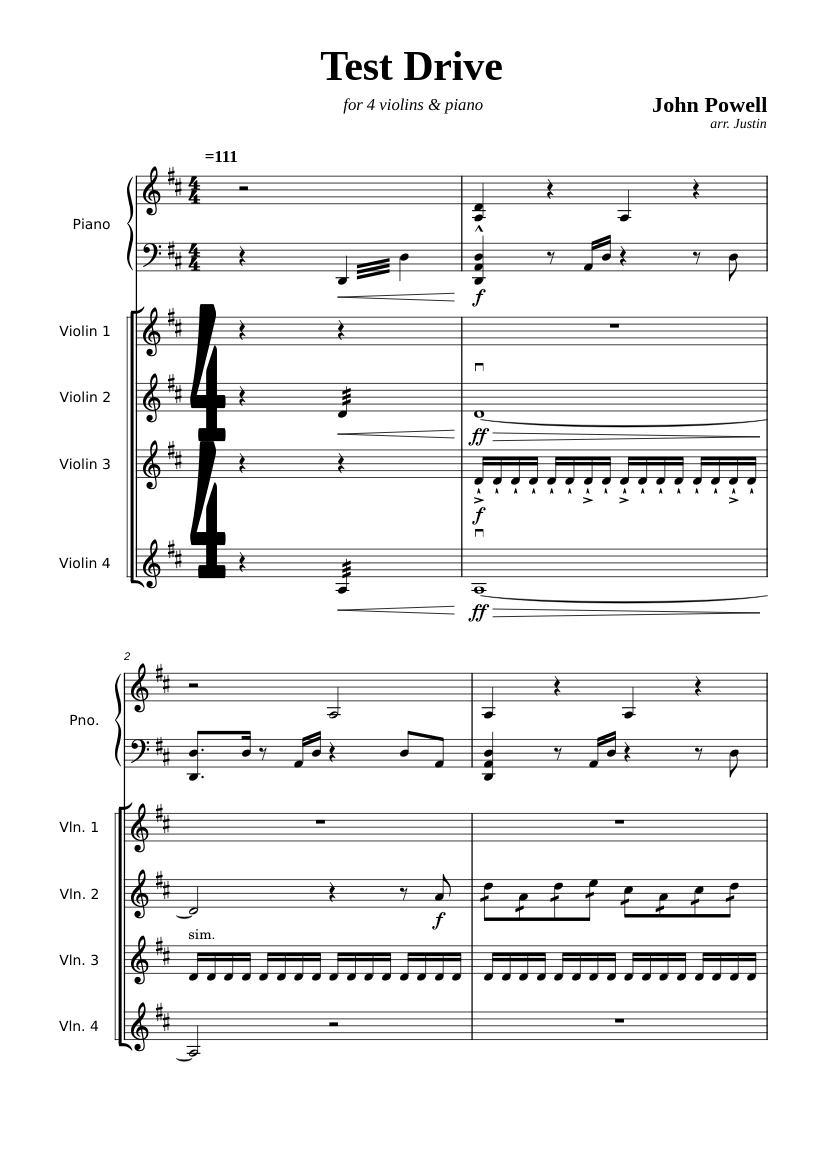Test Drive – John Powell (music from HTTYD) Sheet music for Piano ...