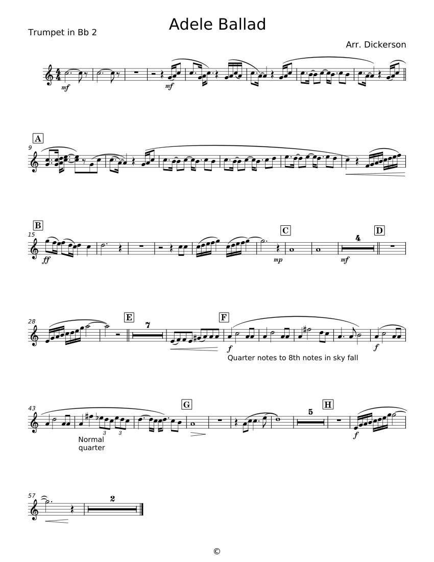 Adele Ballad - Russell Dickerson Sheet music for Trumpet in b-flat ...