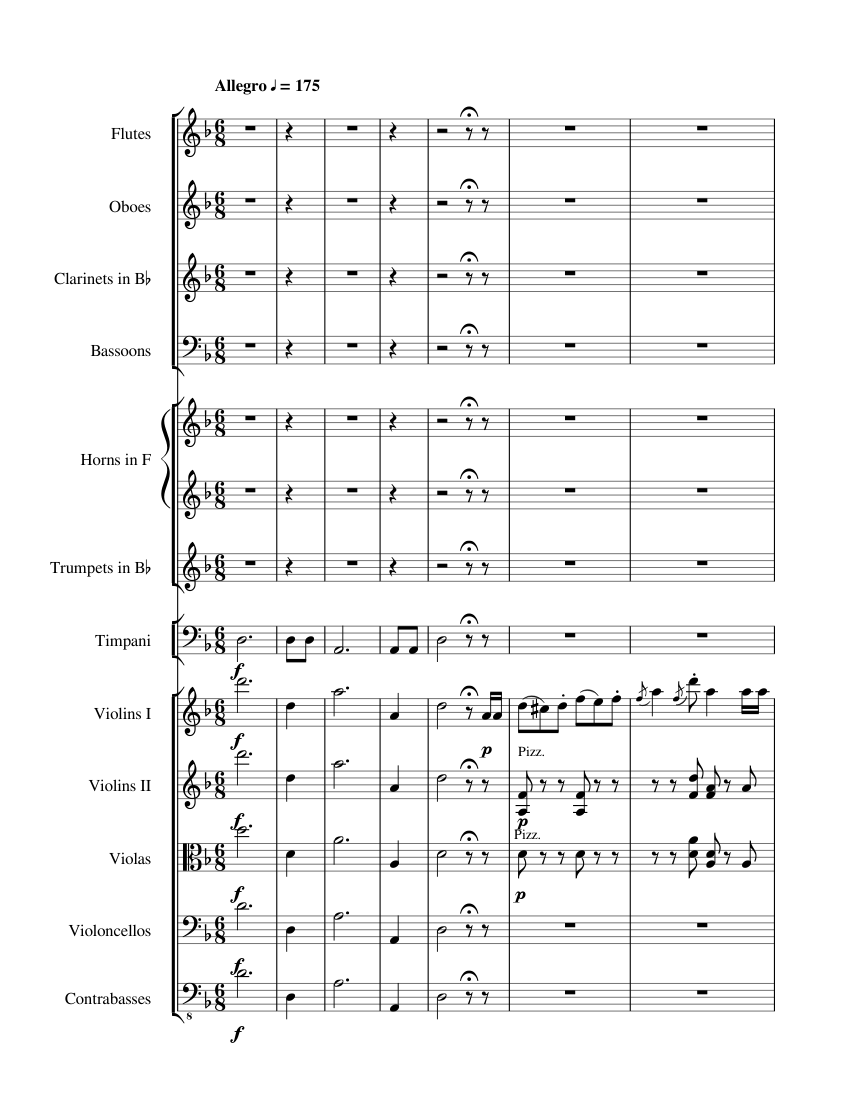 Symphony No. 3 in D Major, Movement II Sheet music for Flute, Oboe ...