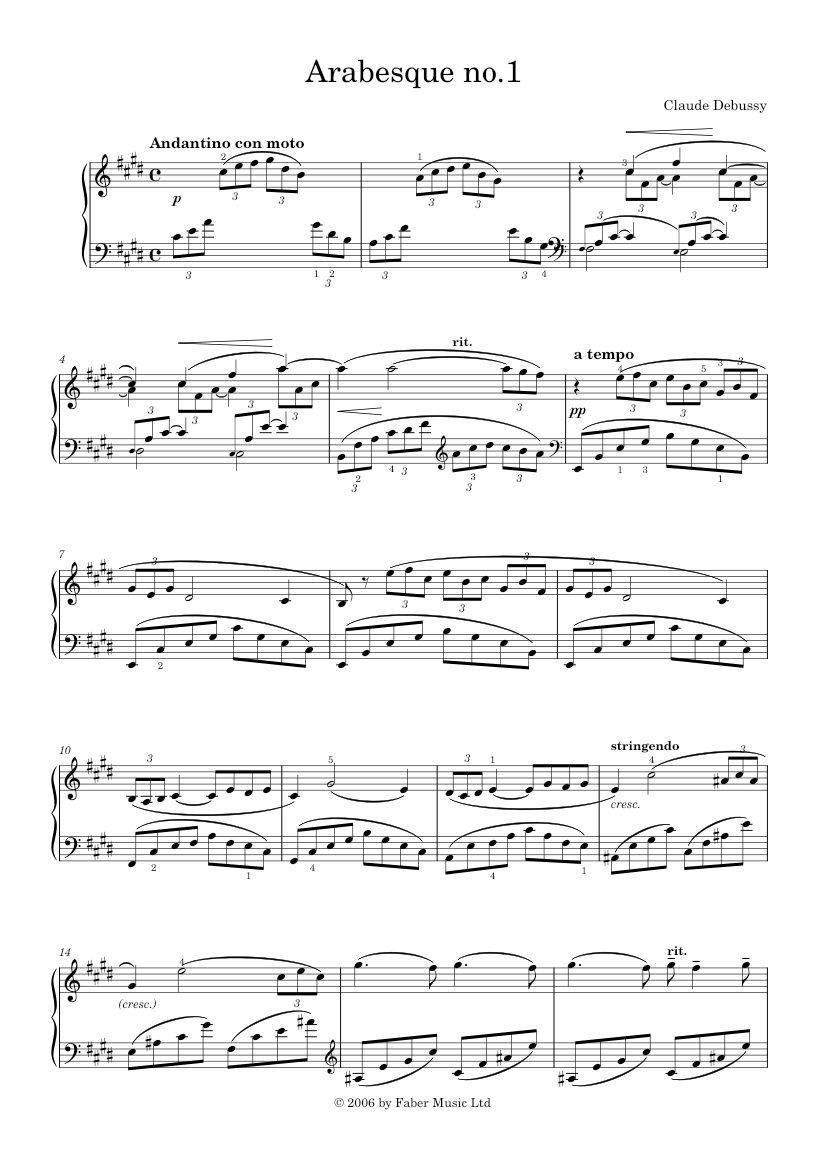 Play Official version of Arabesque No. 1 Sheet Music by Claude Debussy ...