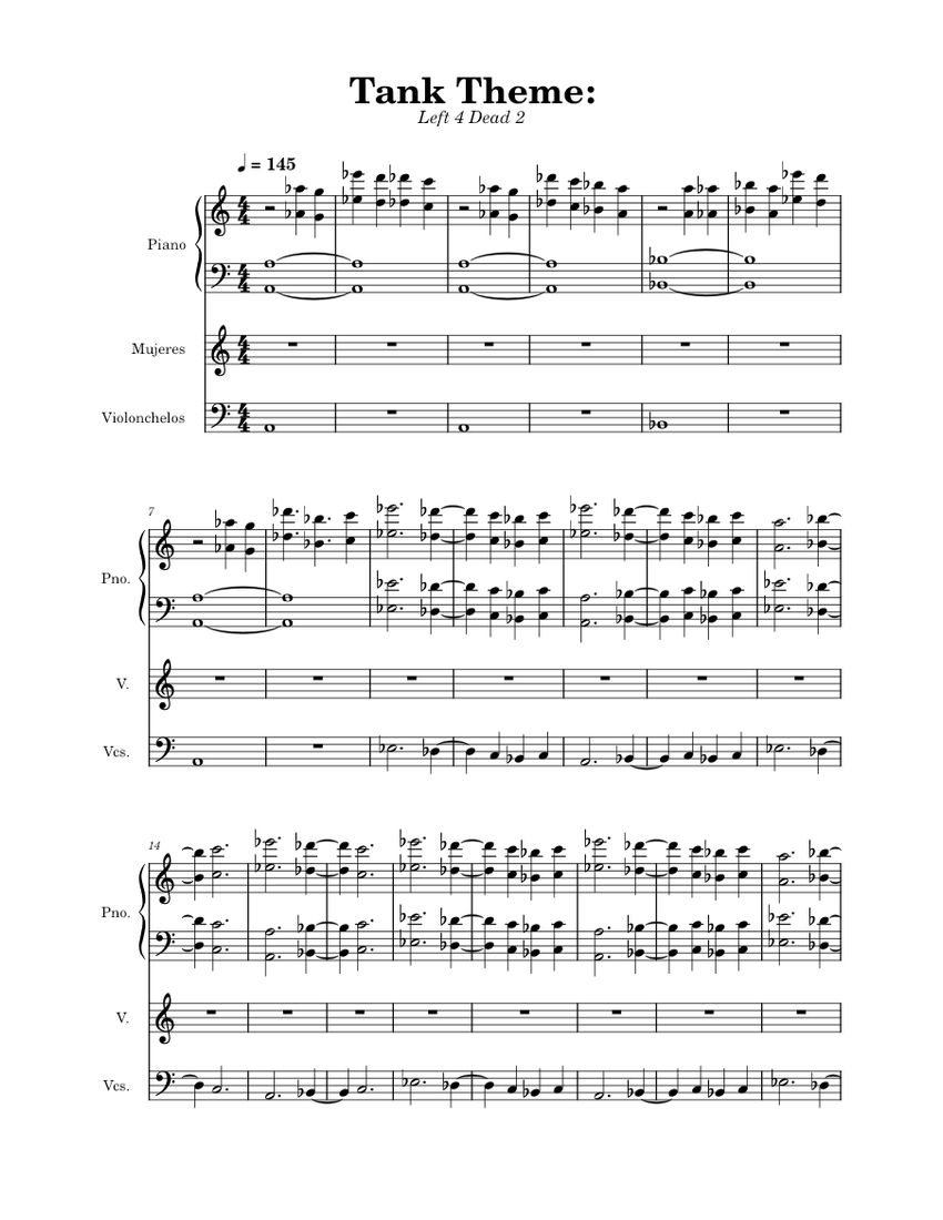 Tank Theme - Left 4 Dead 2 Sheet music for Piano, Female, Strings group ...