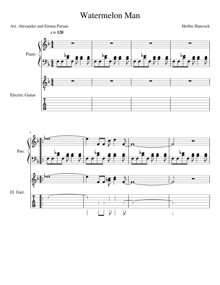 Watermelon Man Sheet music for Piano, Guitar (Mixed Duet) | Musescore.com