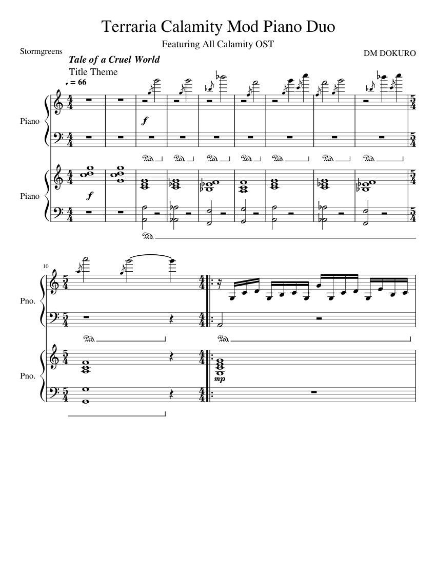 Terraria Calamity Mod Piano Duo(WIP) Sheet music for Piano (Solo) | Musescore.com