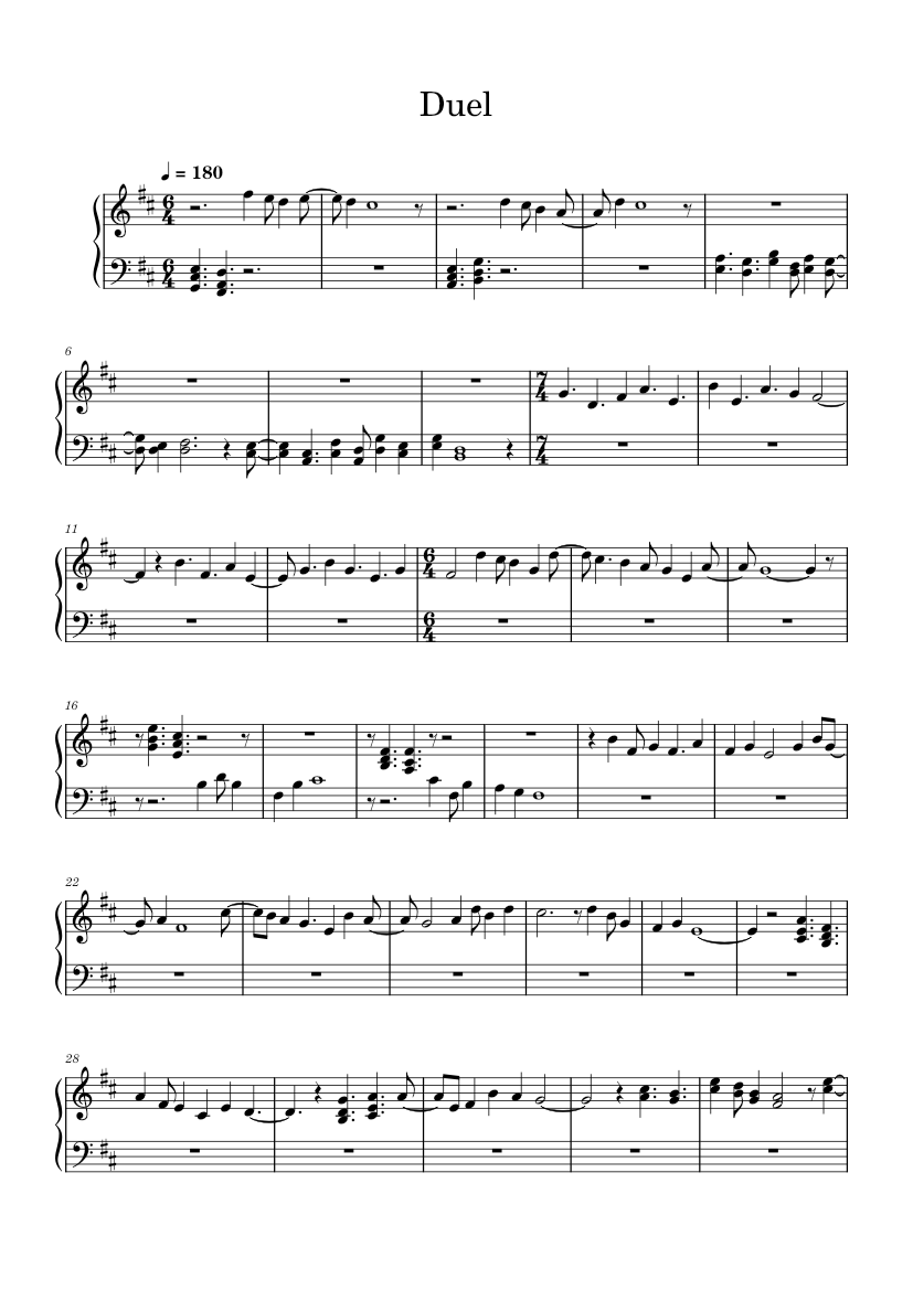 Duel Sheet music for Piano (Solo) Easy | Musescore.com