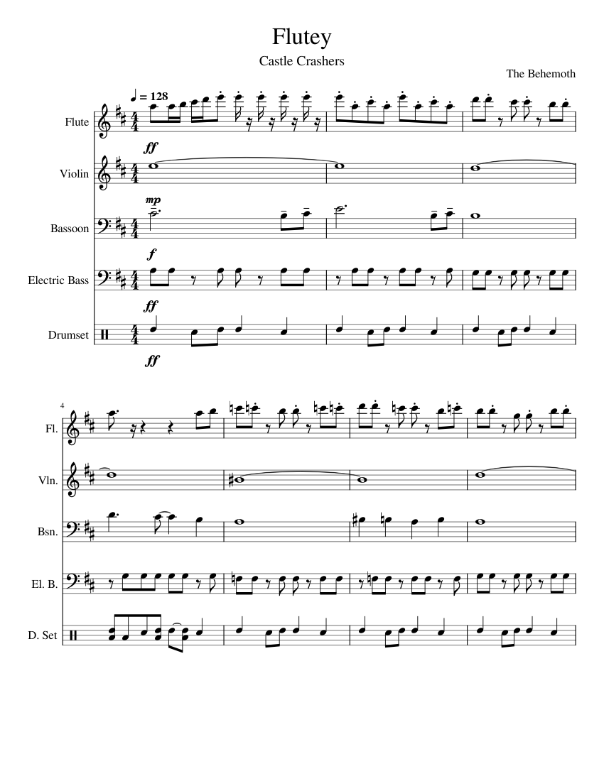 Flutey – The Behemoth Castle Crashers - Flutey Sheet music for Flute ...