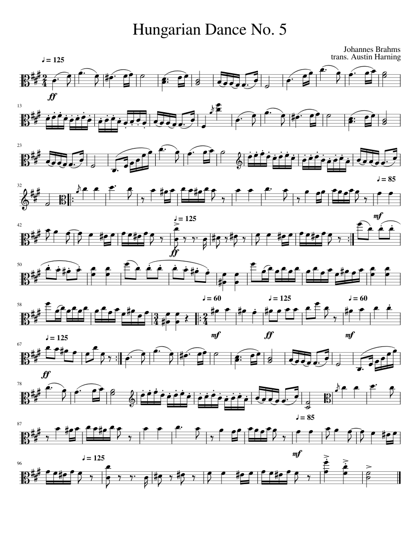 Hungarian Dance Clarinet Sheet