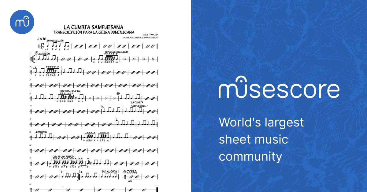 La Cumbia Sampuesana – Aniceto Molina La Cumbia Sampuesana 1 Sheet music for Guiro (Solo ...