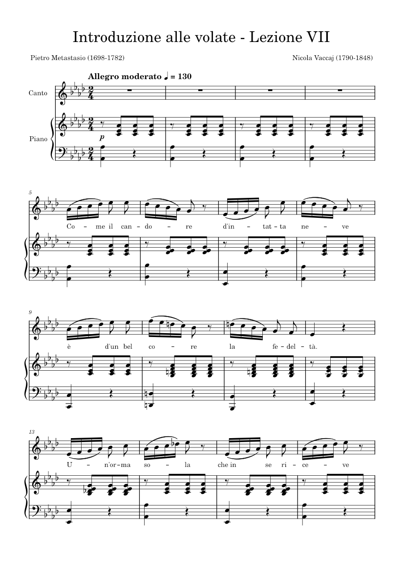 Vaccaj - 7 Come il candore – danielsolino Sheet Music for Piano (Piano ...