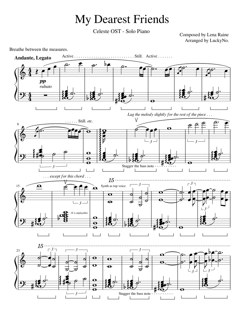 My Dearest Friends Sheet music for Piano (Solo) Easy | Musescore.com