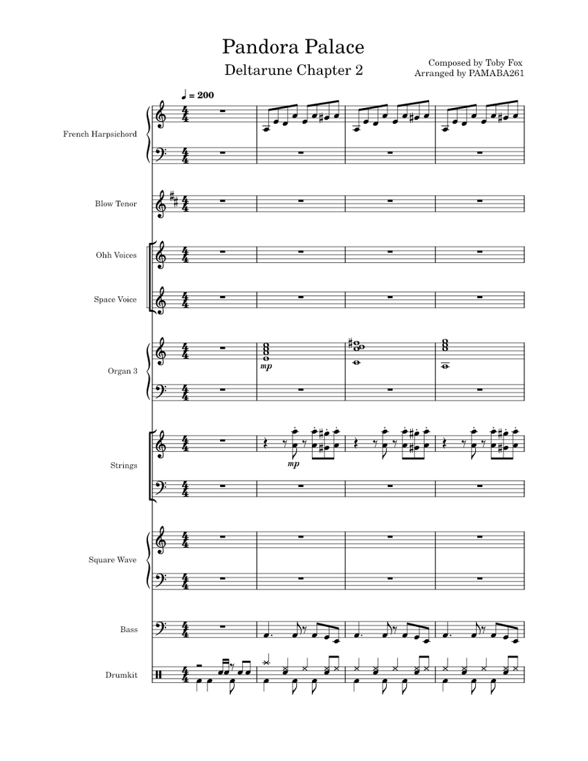 Pandora Palace – Toby Fox Pandora Palace Sheet music for Piano ...