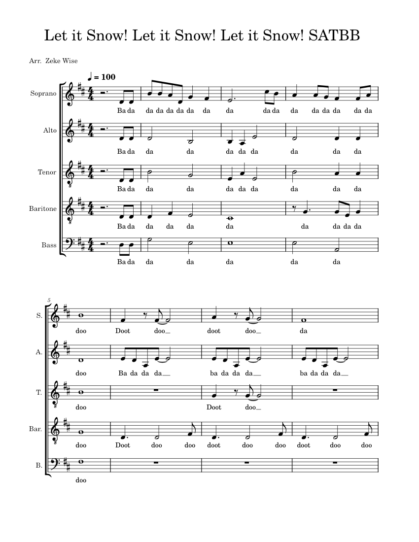 Let it Snow! SATBB Sheet Music for Soprano, Alto, Tenor, Bass voice ...