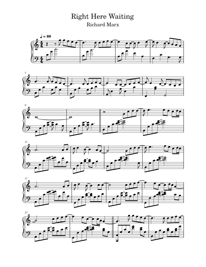 Right here waiting – Richard Marx Right Here Waiting Sheet music for ...