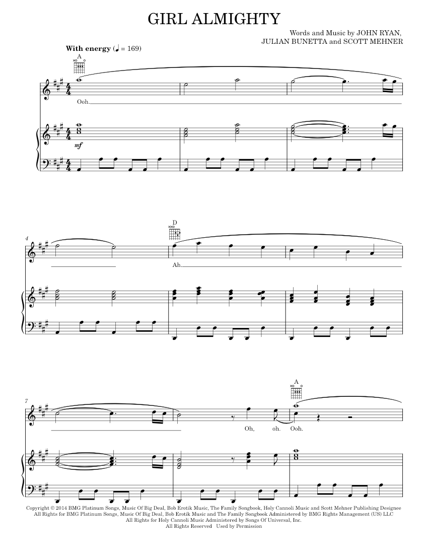 Play Official version of Girl almighty sheet music by One Direction for ...