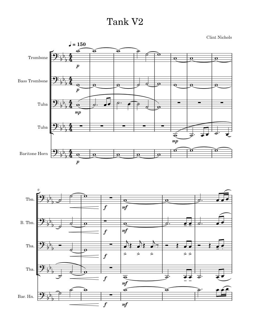 Tank_V2 Sheet music for Trombone, Tuba, Trombone bass, Baritone horn ...