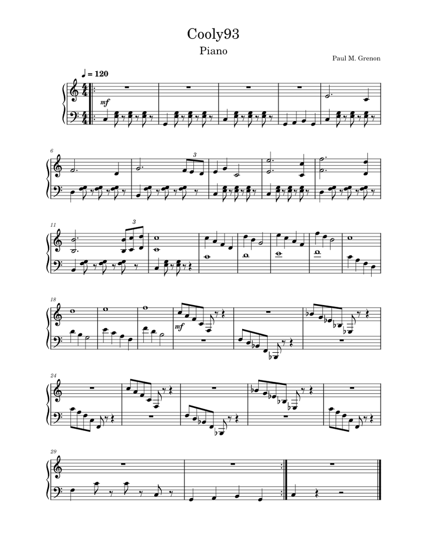 Cooly93 Piano Sheet music for Piano (Solo) | Musescore.com