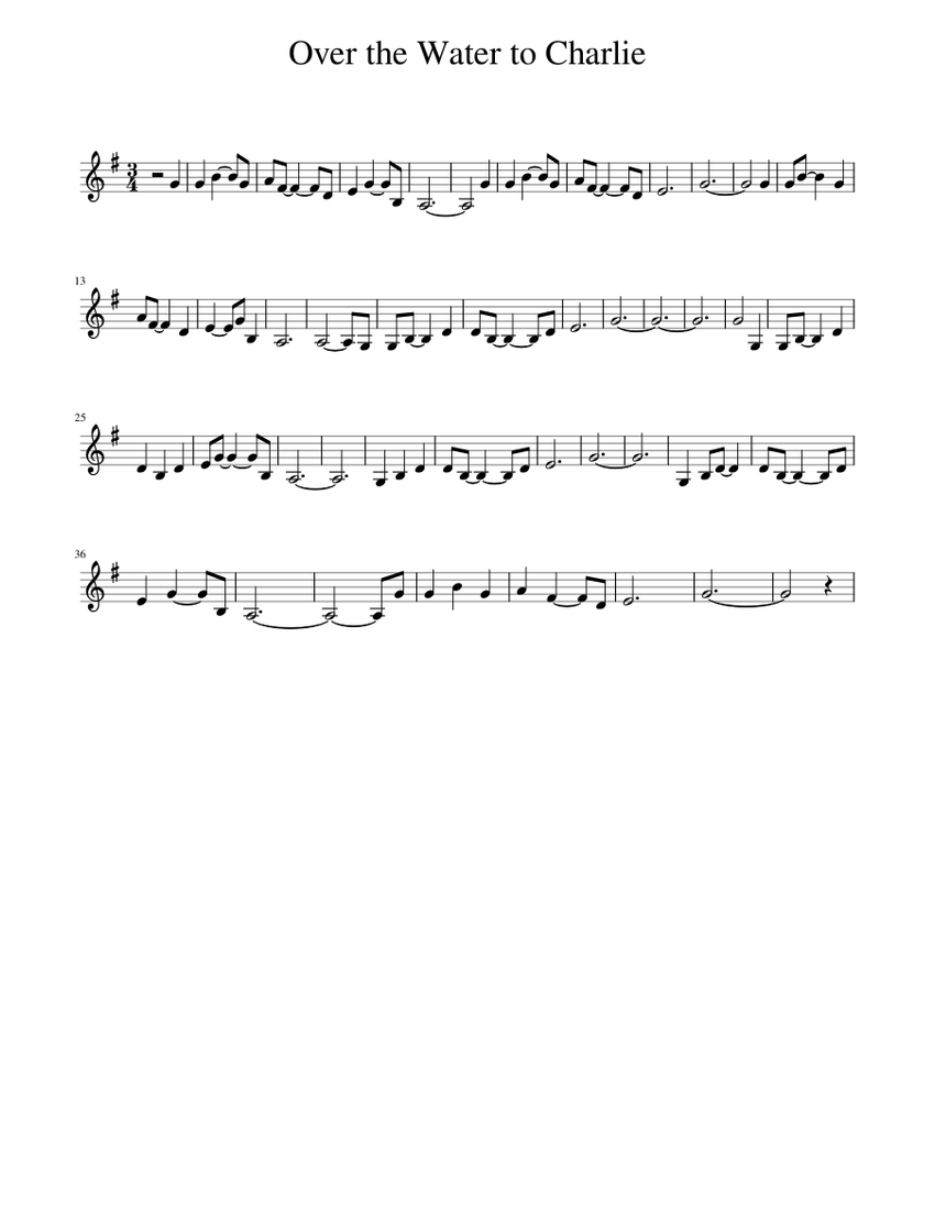 Over the Water to Charlie Sheet music for Piano (Solo) | Musescore.com